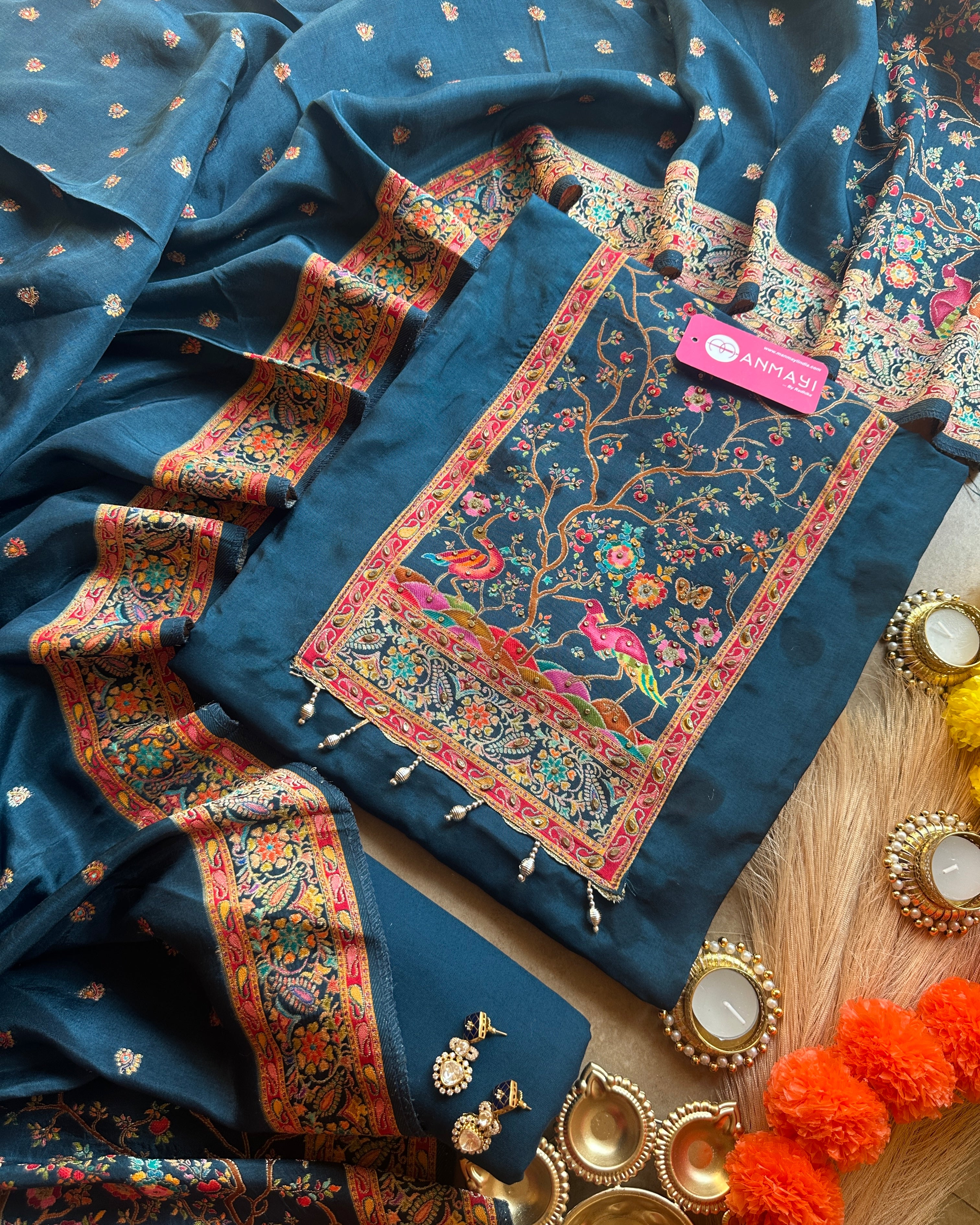 Dolla Silk flamingo Kani weave suit set