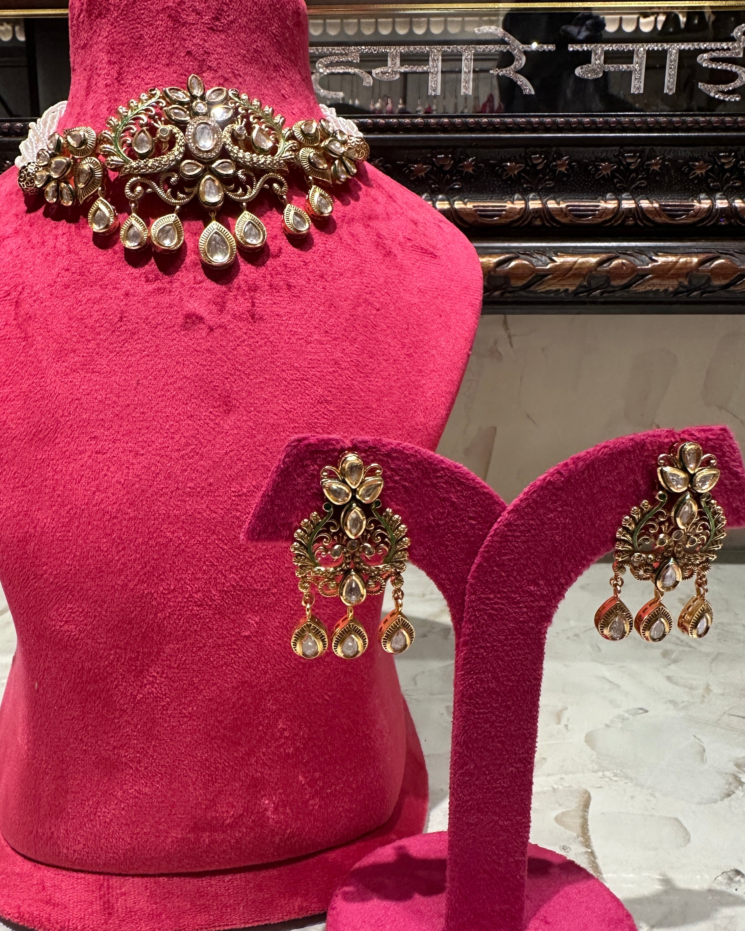 Princess crown choker set with drops